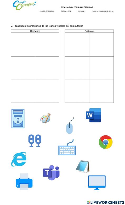Ejercicio De Hardware Vs Software V2 Profesor De Informática Clases