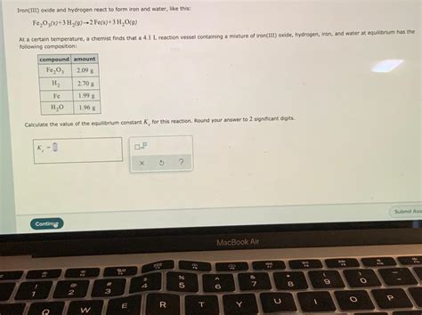 Solved Iron Iii Oxide And Hydrogen React To Form Iron And