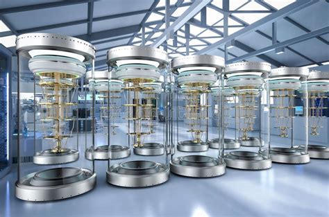 Quantum Computer Machines In Shield Capsules At Laboratory Stock Illustration Illustration Of