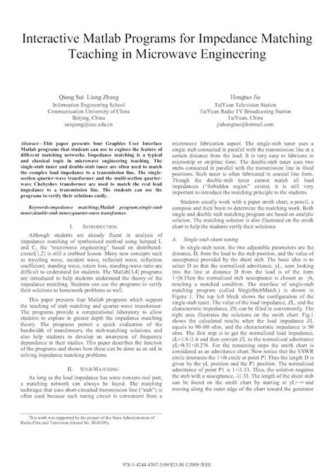 Pdf Interactive Matlab Programs For Impedance Matching Dokumentips