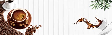 Simple Style Coffee Green Leaf Stripe White Creative Banner Backgrounds