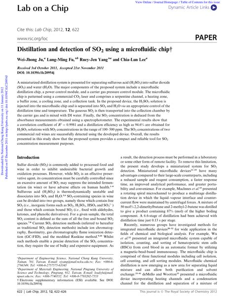 Pdf Distillation And Detection Of So2 Using A Microfluidic Chip
