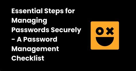 Password Management Checklist Checklistgg