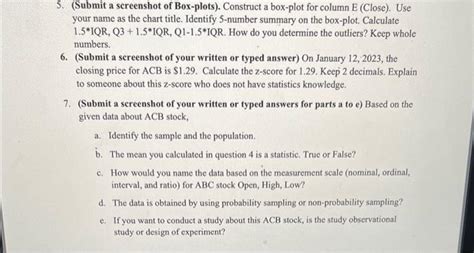 Submit A Screenshot Of Box Plots Construct A Chegg