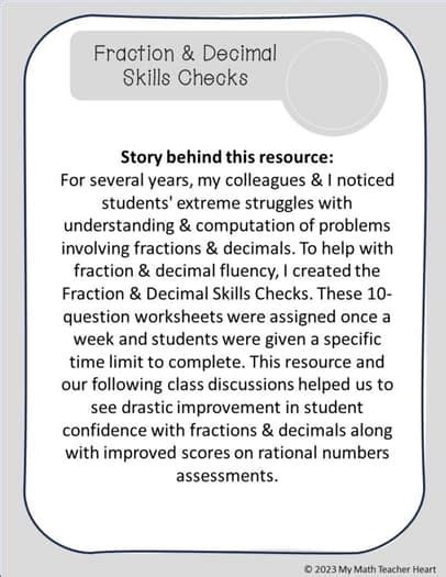 Fraction Decimal Skills Check Fluency And Computation Practice Week 3