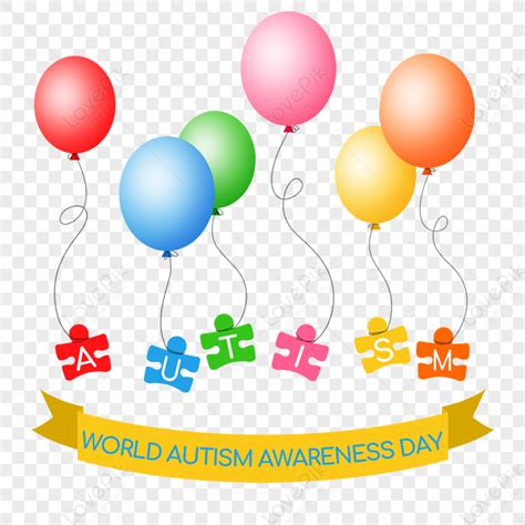 어린이를위한 세계 일러스트 자폐증 인식의 날 풍선 및 퍼즐자폐성신경 Png 일러스트 무료 다운로드 Lovepik