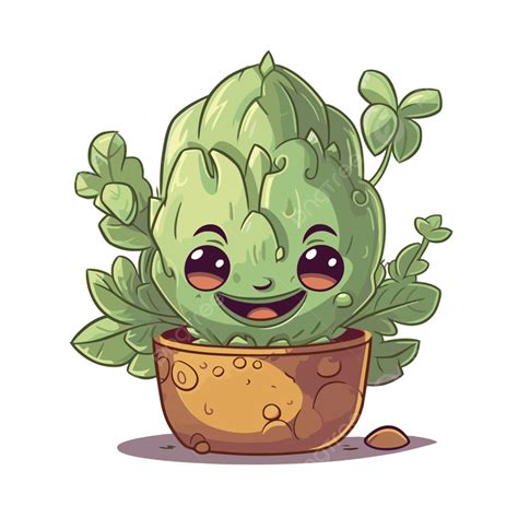귀여운 식물 벡터 냄비에 작은 만화 아티초크 스티커 클립 아트 상표 클립 아트 Png 일러스트 및 벡터 에 대한 무료 다운로드 Pngtree