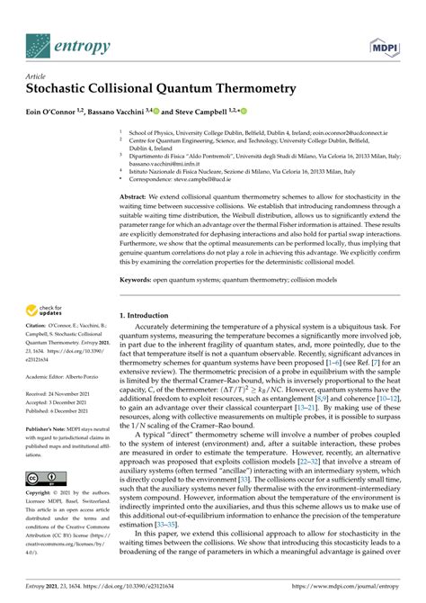 Pdf Stochastic Collisional Quantum Thermometry
