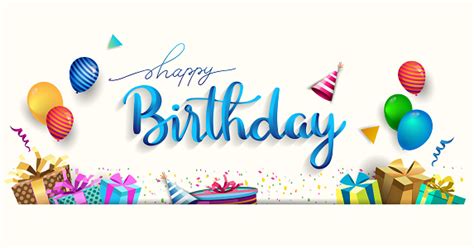 생일 축 하에 대 한 풍선 색종이와 선물 상자 디자인 서식 파일 인사말 카드와 포스터에 대 한 행복 한 생일 타이포 그래피 벡터 디자인 생일에 대한 스톡 벡터 아트 및 기타