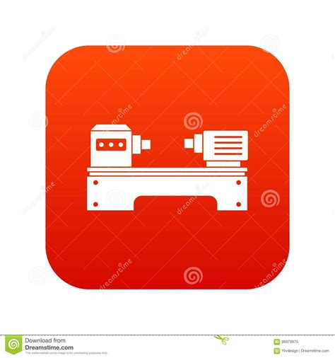 Красный цвет значка машины токарного станка цифровой Иллюстрация вектора иллюстрации