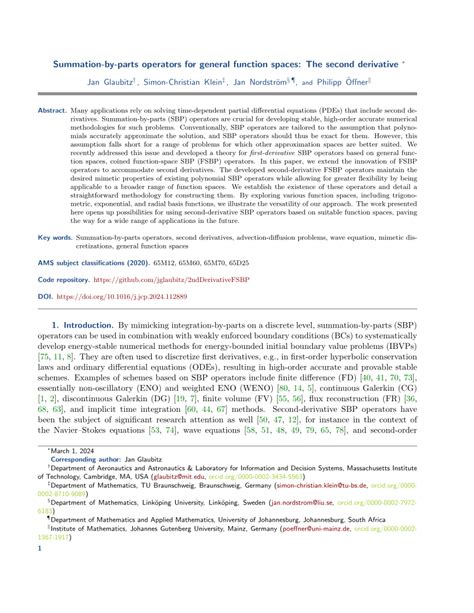Pdf Summation By Parts Operators For General Function Spaces The Second Derivative