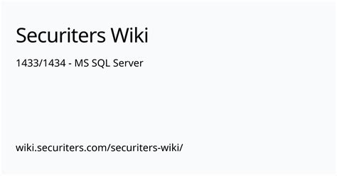 1433 1434 Ms Sql Server Securiters Wiki