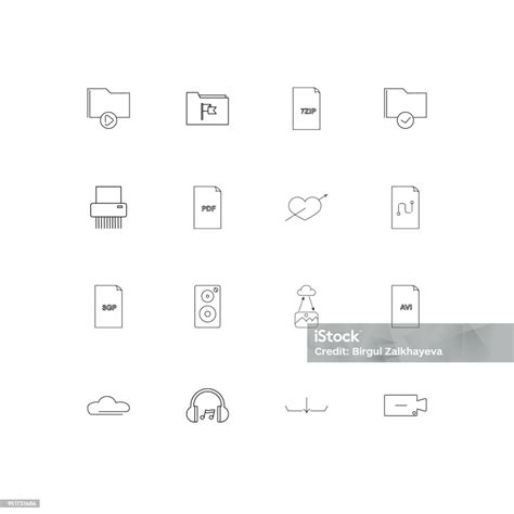 파일 및 폴더 기호 간단한 선형 아이콘을 설정 합니다 개요 벡터 아이콘 0명에 대한 스톡 벡터 아트 및 기타 이미지 0명 디자인 벡터 Istock