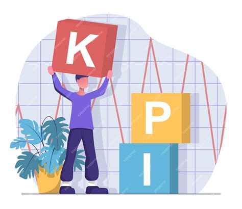 Premium Vector Kpi A Man Stacks The Cubes Of Key Performance Indicators