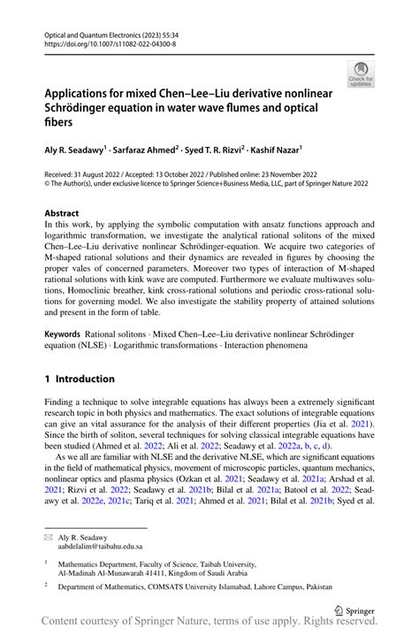 Applications For Mixed Chen Lee Liu Derivative Nonlinear Schrödinger Equation In Water Wave