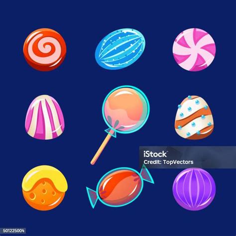 색상화 광택지 캔디 및 반짝반짝 벡터 일러스트레이션 컬레션 사탕에 대한 스톡 벡터 아트 및 기타 이미지 사탕 요정 가공의