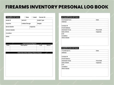 Premium Vector Firearms Inventory Personal Log Book For Kdp Interior
