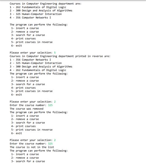 solved implement the following classes 1 class course that