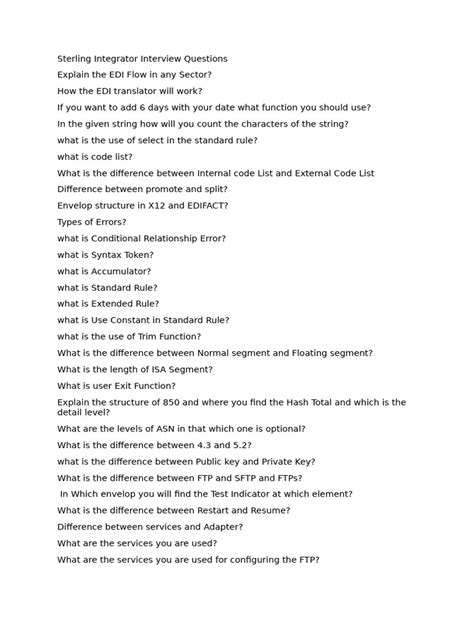 Sterling Integrator Interview Questions Pdf
