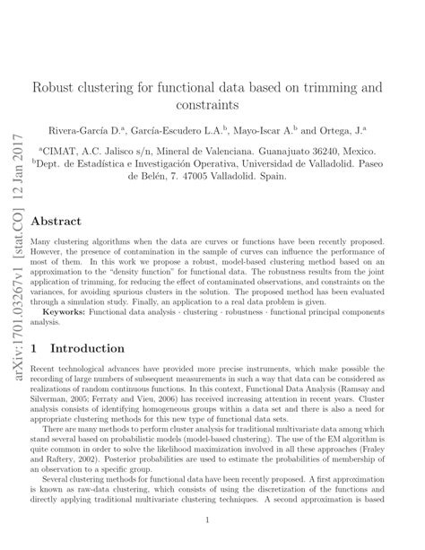 Pdf Robust Clustering For Functional Data Based On Trimming And