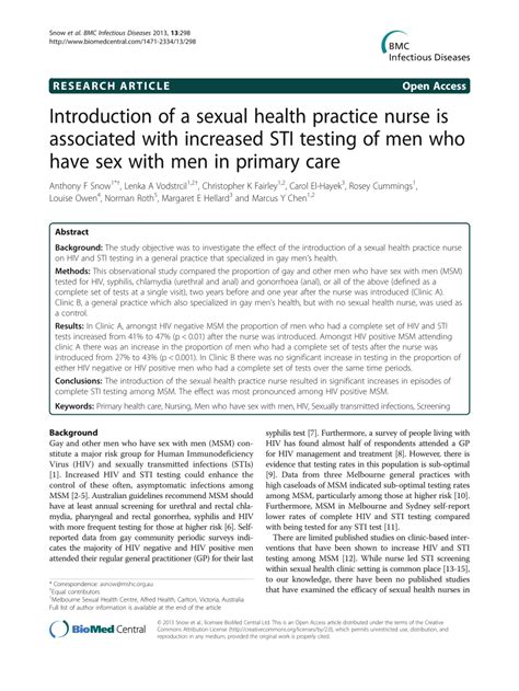 Pdf Introduction Of A Sexual Health Practice Nurse Is Associated With
