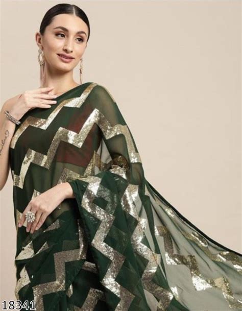 18341 georgette with 3 mm sequence zig zag pattern and piping border reewaz international