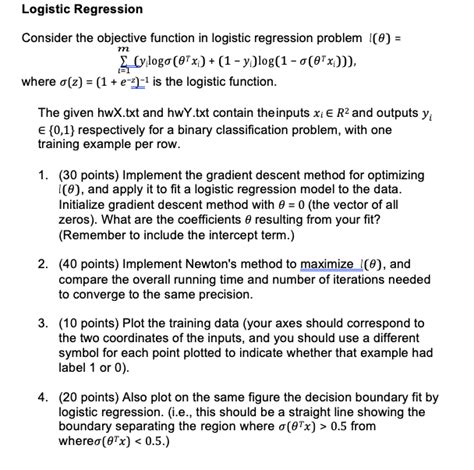 Solved Logistic Regression Consider The Objective Function