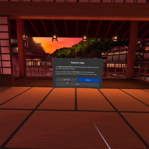 Restore App Warning R Beatsaber