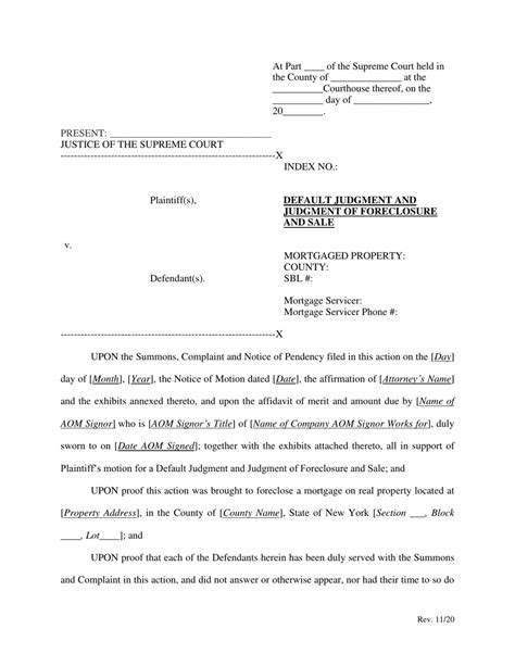 New York Default Judgment An Judgment Of Foreclosure And Sale Fill Out Sign Online And