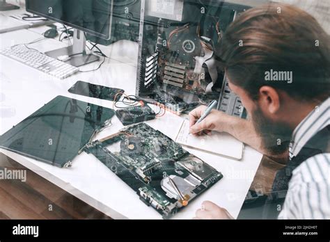 Computer Motherboard Diagnostics Double Exposure Stock Photo Alamy