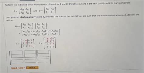 solved perform the indicated block multiplication of