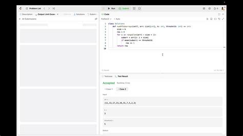 Number Of Subarrays Of Size K And Average Greater Than Or Equal To Threshold Youtube