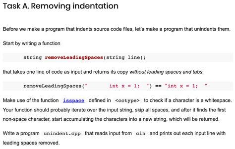 Solved Task A Removing Indentation Before We Make A Program