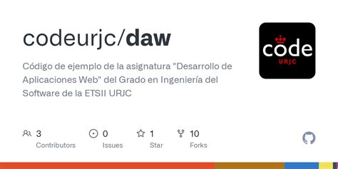 Github Codeurjcdaw Código De Ejemplo De La Asignatura Desarrollo De Aplicaciones Web Del