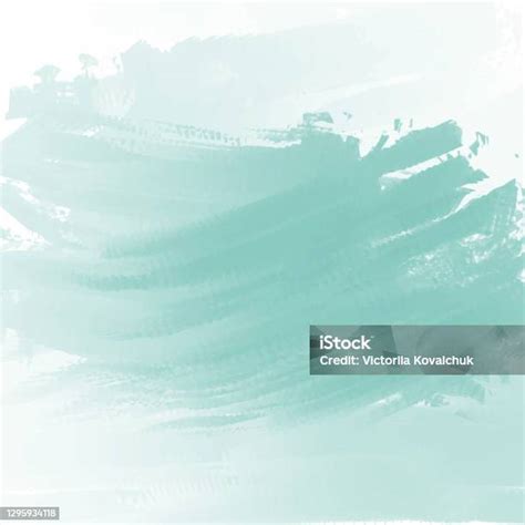 손으로 그린 수채화 물살 그림 민트 추상적 인 질감 석고 직물 종이 파노라마 배너 웹 포스터 모형 배경 벽지에 대한 얼룩 젖은 브러시를 디자인합니다 가벼운에 대한 스톡 벡터