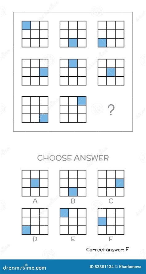 Iq Test Choose Correct Answer Set Of Logical Tasks Composed Of Geometric Shapes Vector