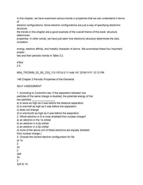 Chem Lecture 39 Notes In This Chapter We Have Examined Various Trends In Properties That We