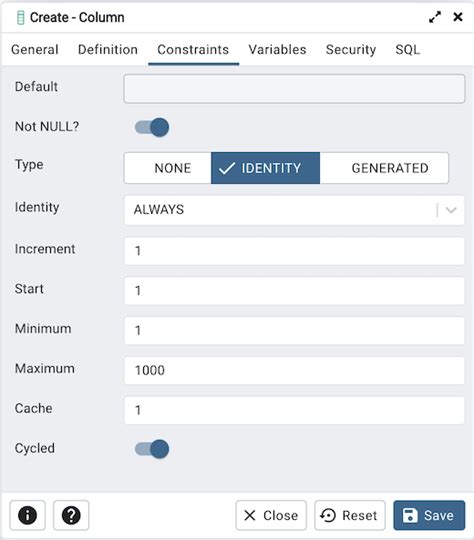 Column Dialog — Pgadmin 4 99 Documentation