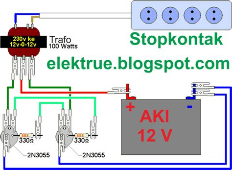 Rangkaian Inverter Sederhana Menggunakan Transistor 2N3055 Elektrue
