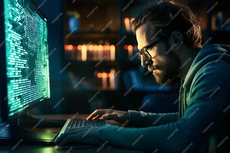 Premium Photo The Focused Developer A Closeup View Of Cyber Security