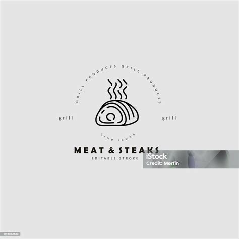고기와 그릴 카페 또는 레스토랑에 대한 벡터 아이콘 및 로고 가정 주방에 대한 스톡 벡터 아트 및 기타 이미지 가정 주방