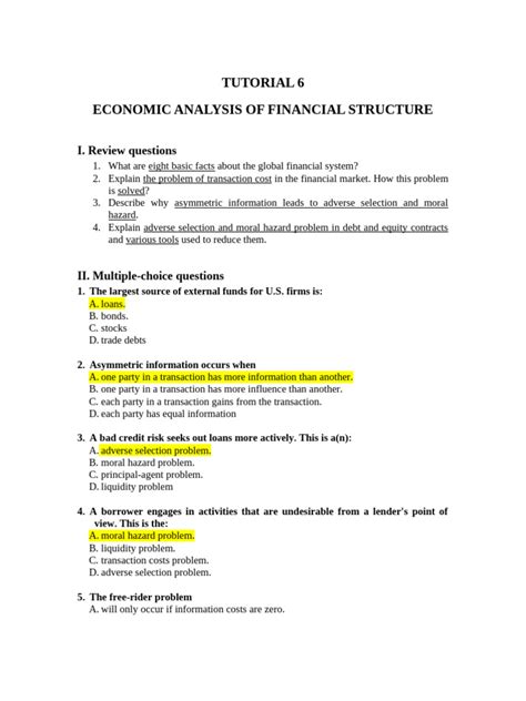 tutorial 6 questions copy pdf adverse selection loans