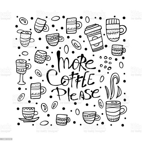 더 많은 커피 글자를 하시기 바랍니다 벡터 일러스트입니다 0명에 대한 스톡 벡터 아트 및 기타 이미지 0명 개체 그룹