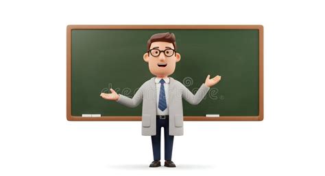 Animated Professor Giving Lecture At Chalkboard In Educational Setting Stock Illustration