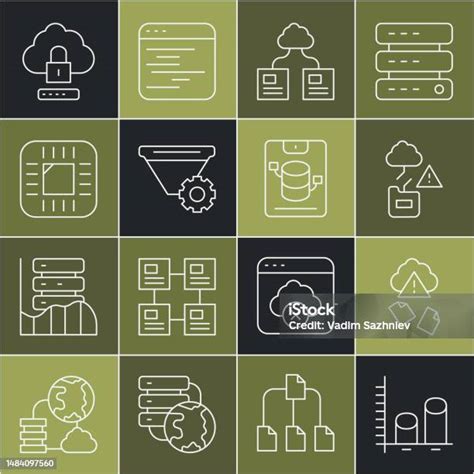 라인 데이터 분석 클라우드 해킹 기술 데이터 전송 필터 설정 Cpu가 있는 프로세서 컴퓨팅 잠금 및 서버 데이터 웹 호스팅 아이콘을 설정합니다 벡터 Cpu에 대한 스톡 벡터