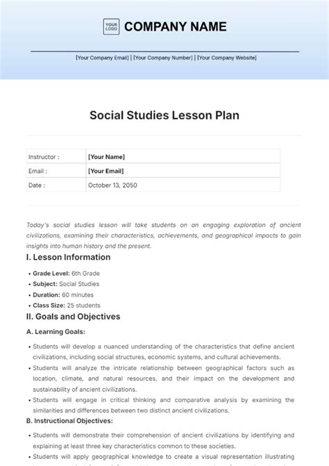 Free Substitute Lesson Plan Template To Edit Online