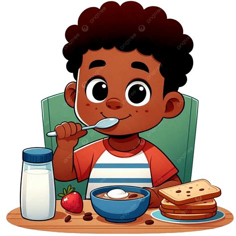 Cartoon Boy Eating Breakfast Royalty Free Boy Drinking Milk Clip Art
