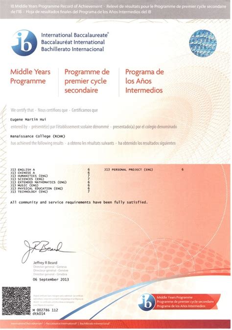 Year 11 Myp Certificate