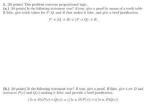 solved 1 [20 points] this problem concerns propositional