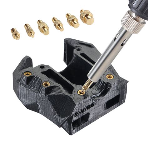 열 삽입 너트 다리미 팁 M2 M3 M4 M5 M6 스레드 내장 키트 플라스틱 3d 프린터 부품용 열 삽입 너트 도구 납땜 다리미